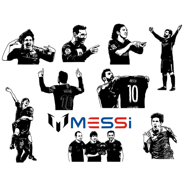 Lionel Messi Barcelona Bundle Silhouette Vector Clipart Print files ...
