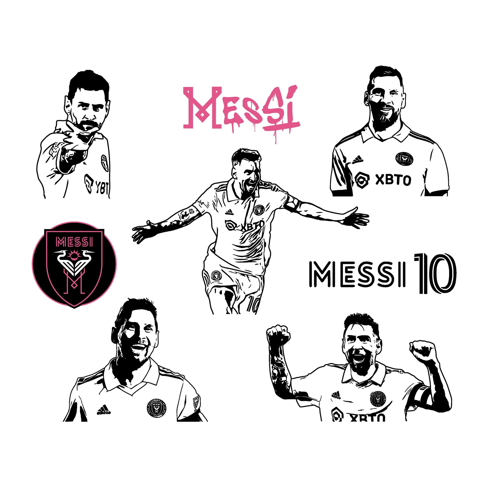 Lionel Messi Inter Miami Bundle Silhouette Vector Clipart Print files ...