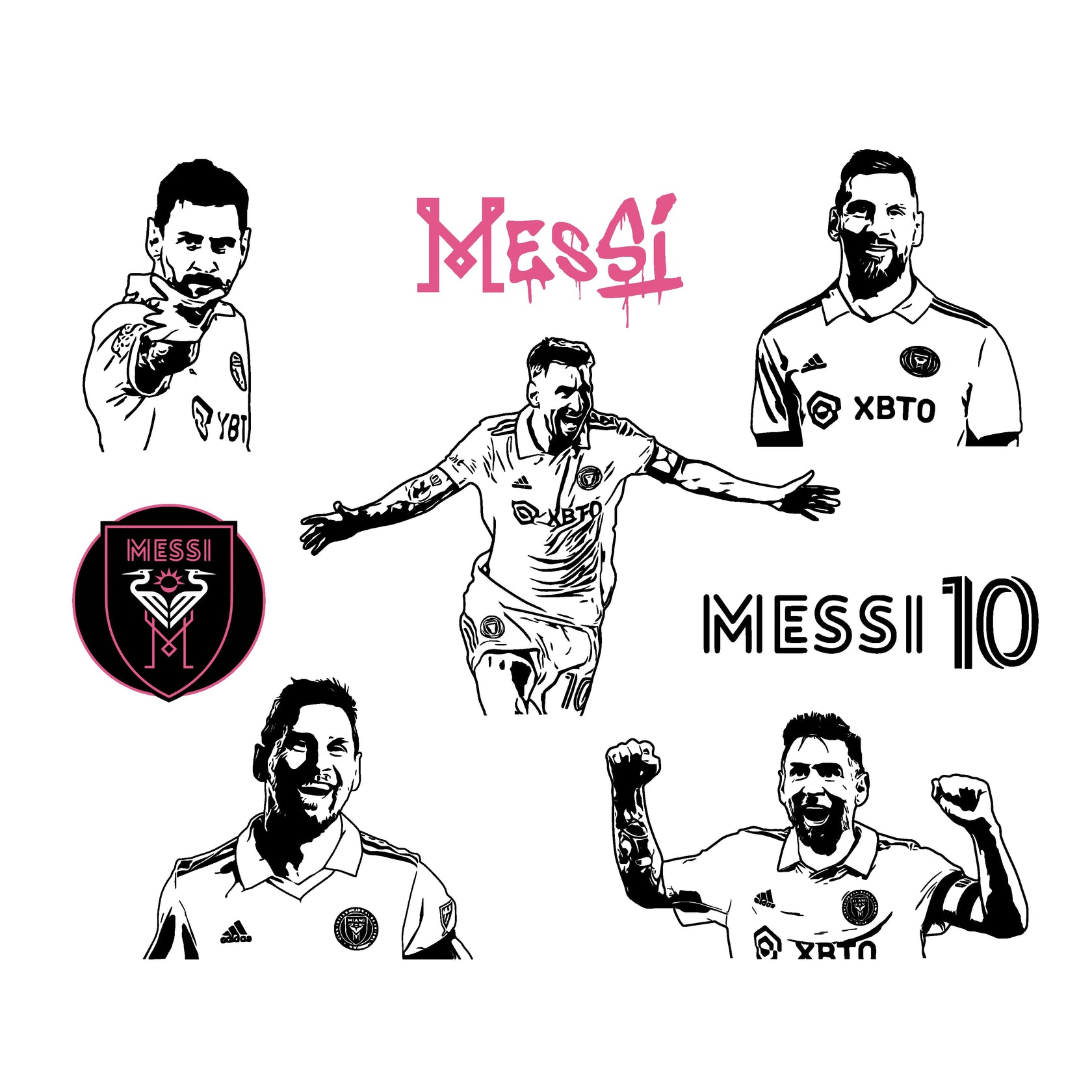 Lionel Messi Inter Miami Bundle Silhouette Vector Clipart Print files ...