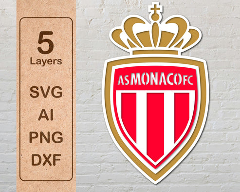 AS Monaco FC football club logo Layered Laser Cut files – DreamDarwins ...