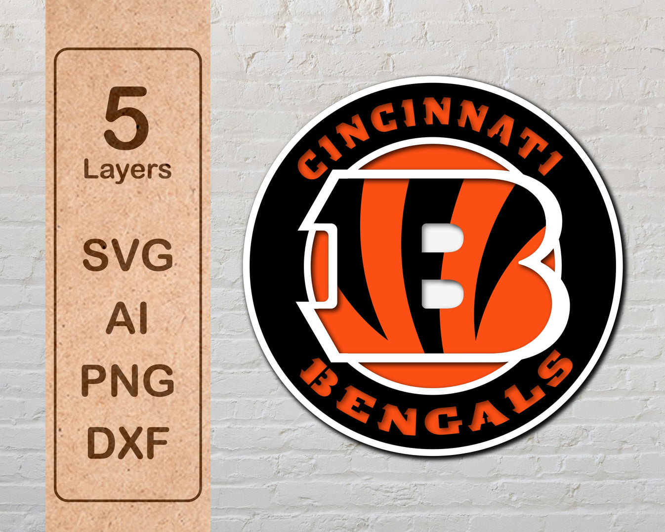 Cincinnati Bengals Multi Layered Laser Cut files svg dxf ai png ...