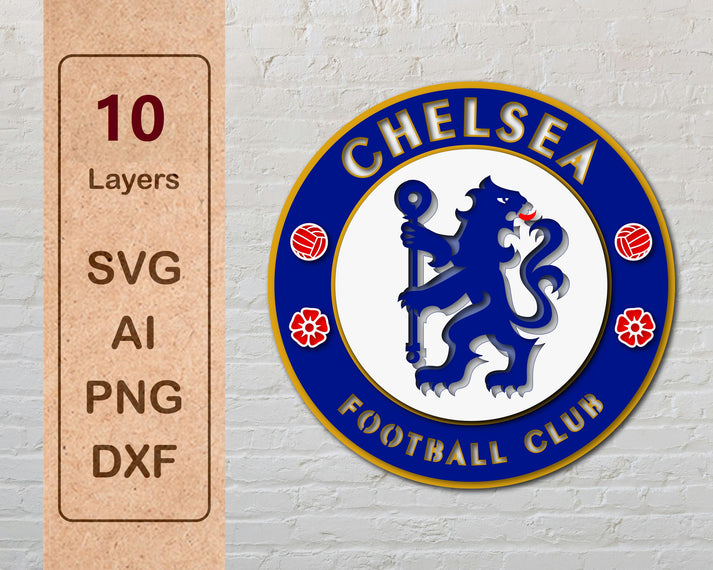 Chelsea FC Layered Laser Cut files svg dxf ai png – DreamDarwins Laser ...