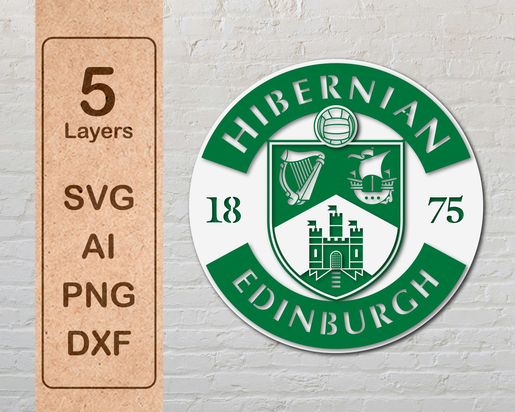 Hibernian FC football club logo Layered Laser Cut files svg dxf ai png ...