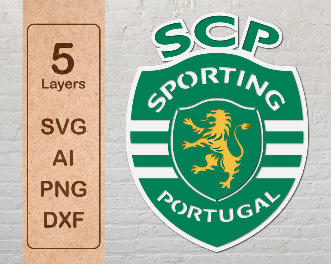 Sporting Lisbon FC football club logo Layered Laser Cut files ...