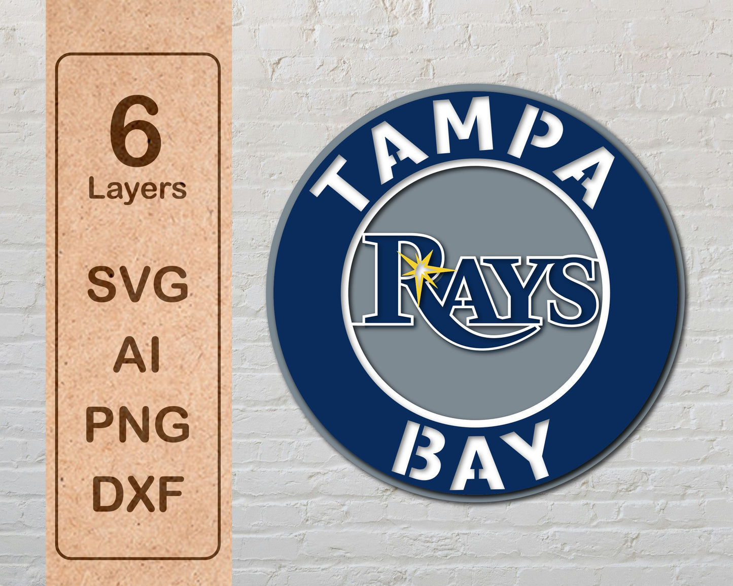 Tampa Bay Rays MLB Teams Designed Logo Multi Layer Laser Cut files svg ...
