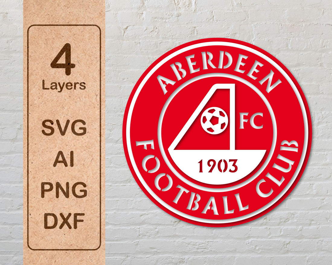 Aberdeen FC football club logo Layered Laser Cut files svg dxf ai png ...