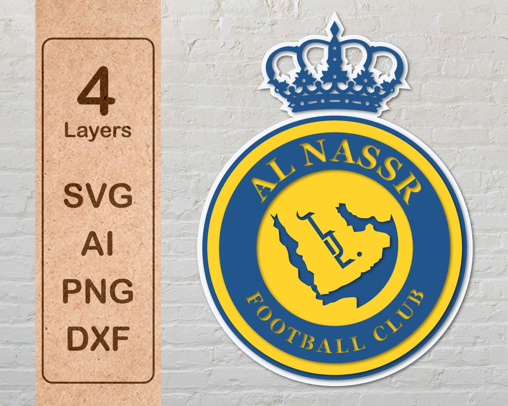 Al-Nassr FC football club logo Layered Laser Cut files svg dxf ai png ...