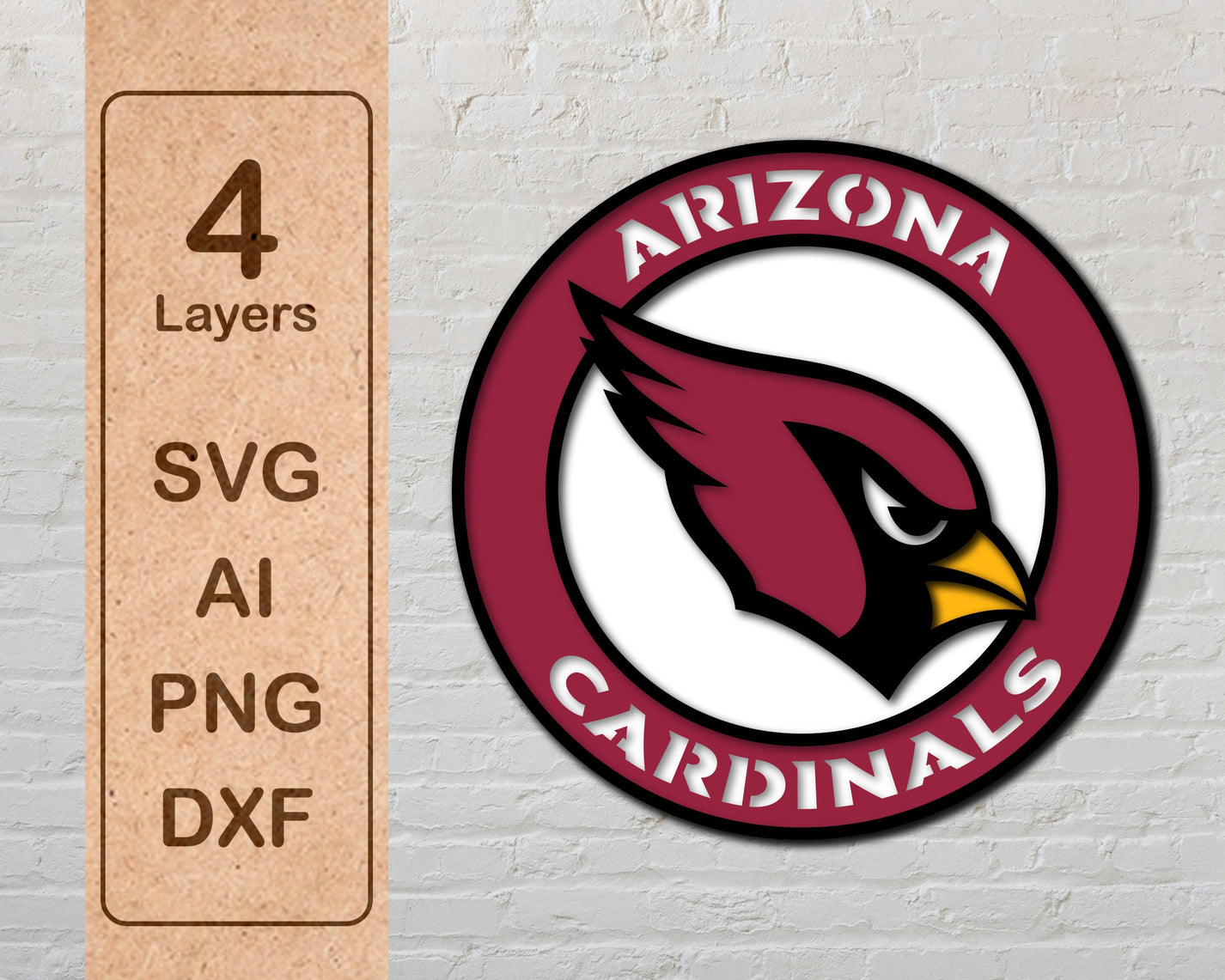 Arizona Cardinals Multi Layered Laser Cut files svg dxf ai png ...