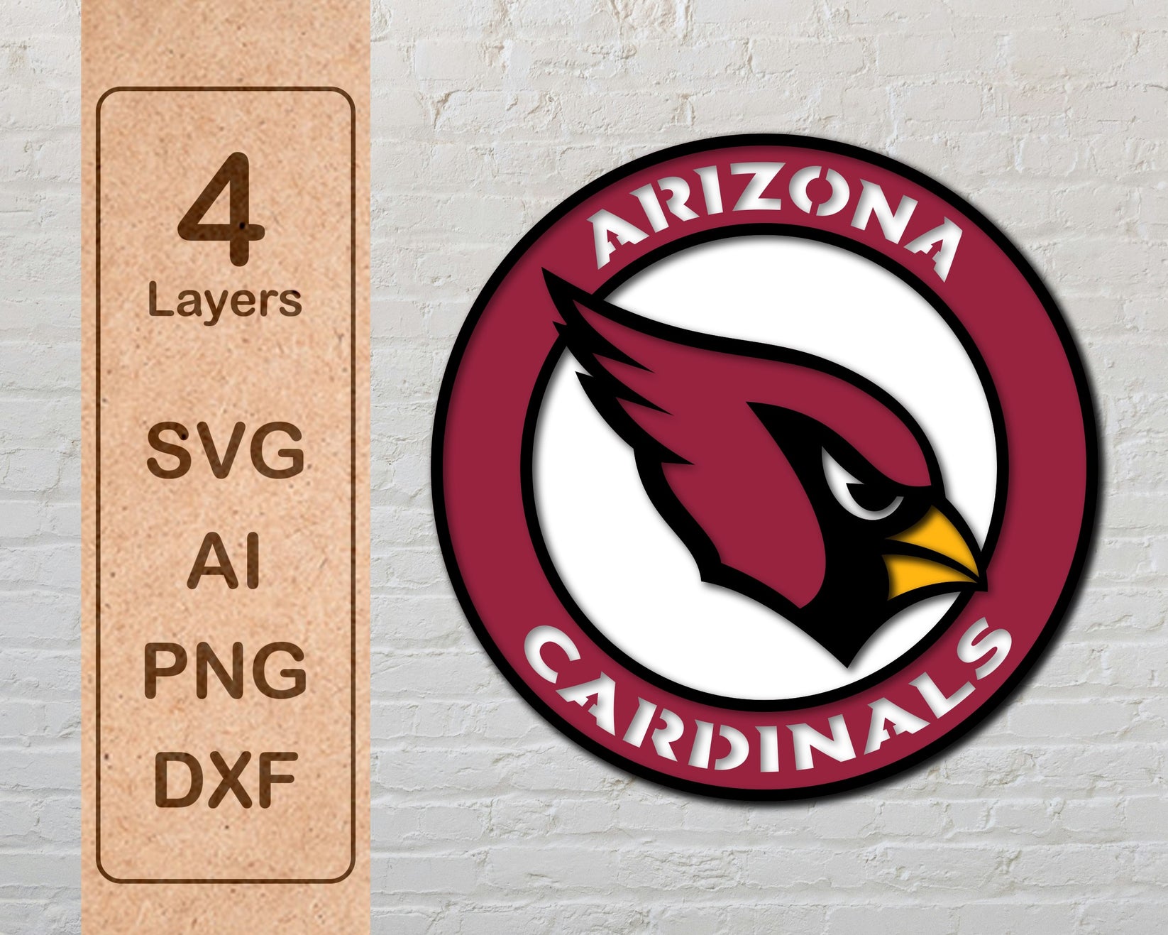 Arizona Cardinals Multi Layered Laser Cut files svg dxf ai png ...