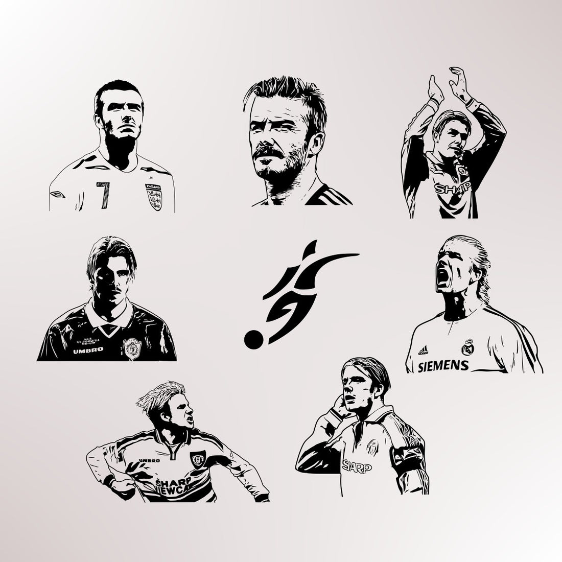 David Beckham with Logo Bundle Silhouette Vector Clipart Print files ...