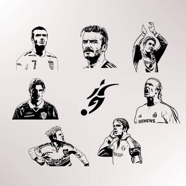David Beckham with Logo Bundle Silhouette Vector Clipart Print files ...