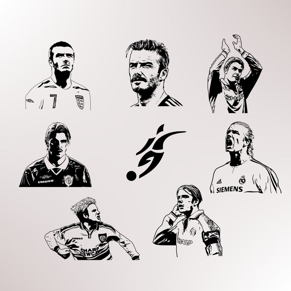 David Beckham with Logo Bundle Silhouette Vector Clipart Print files ...