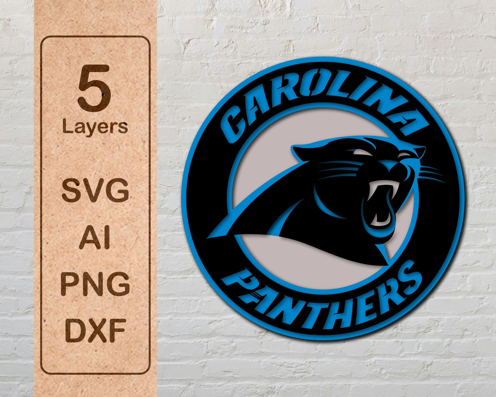 Carolina Panthers Multi Layered Laser Cut files svg dxf ai png ...