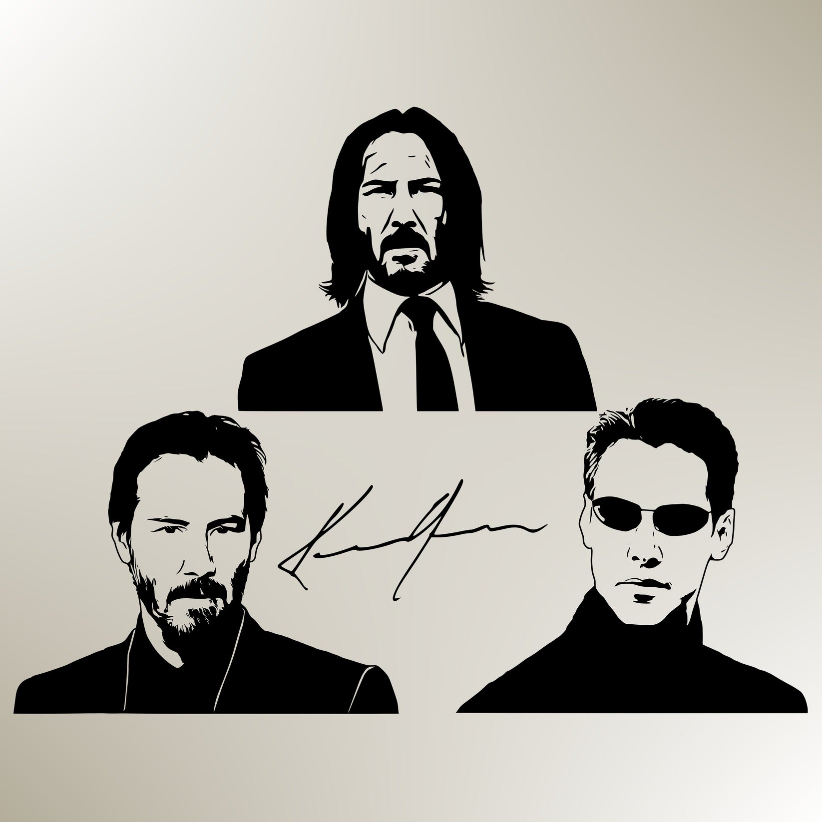 Keanu Reeves Bundle Silhouette Vector Clipart Print files ...