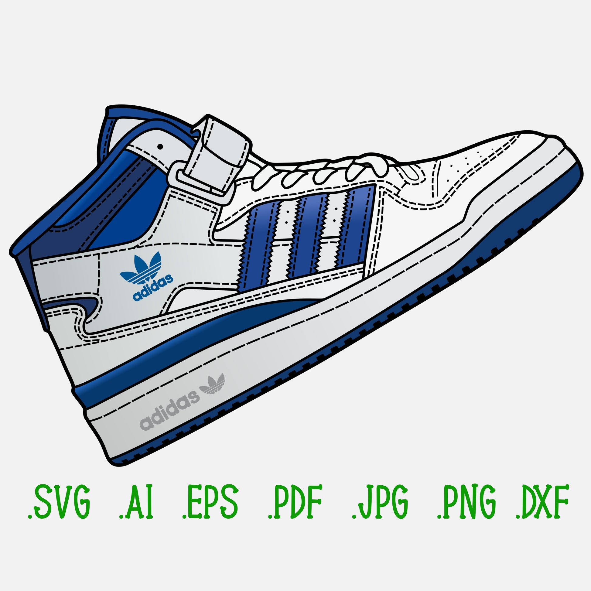 Adidas Forum Sneakers SVG. 4 variations (color, silhouette, outline, B ...