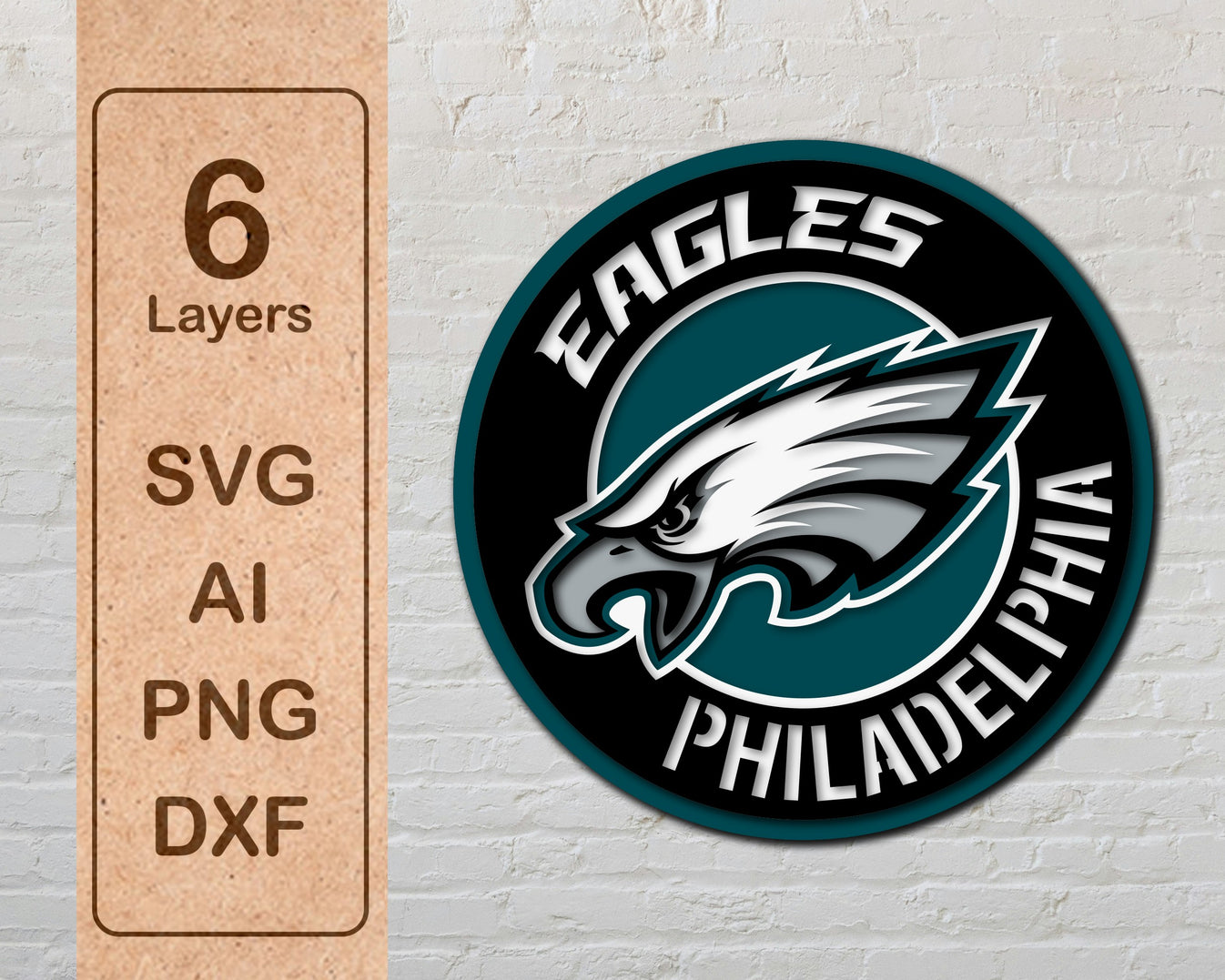 Philadelphia Eagles Multi Layered Laser Cut files svg dxf ai png ...