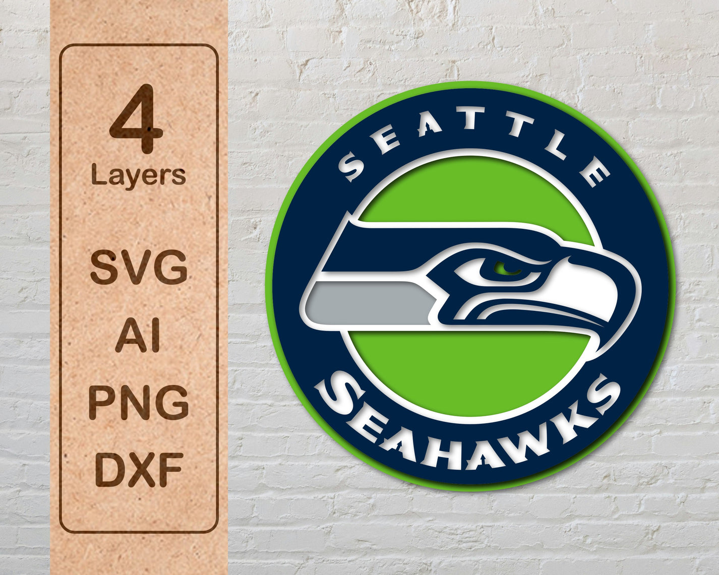 Seattle Seahawks Multi Layered Laser Cut files svg dxf ai png ...
