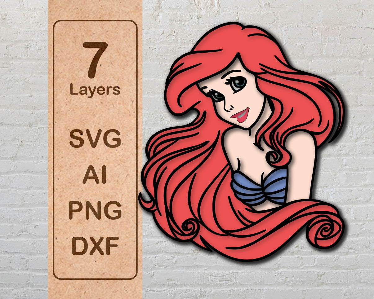 Princess Ariel Multilayer Laser Cut files – DreamDarwins Laser Cut Files