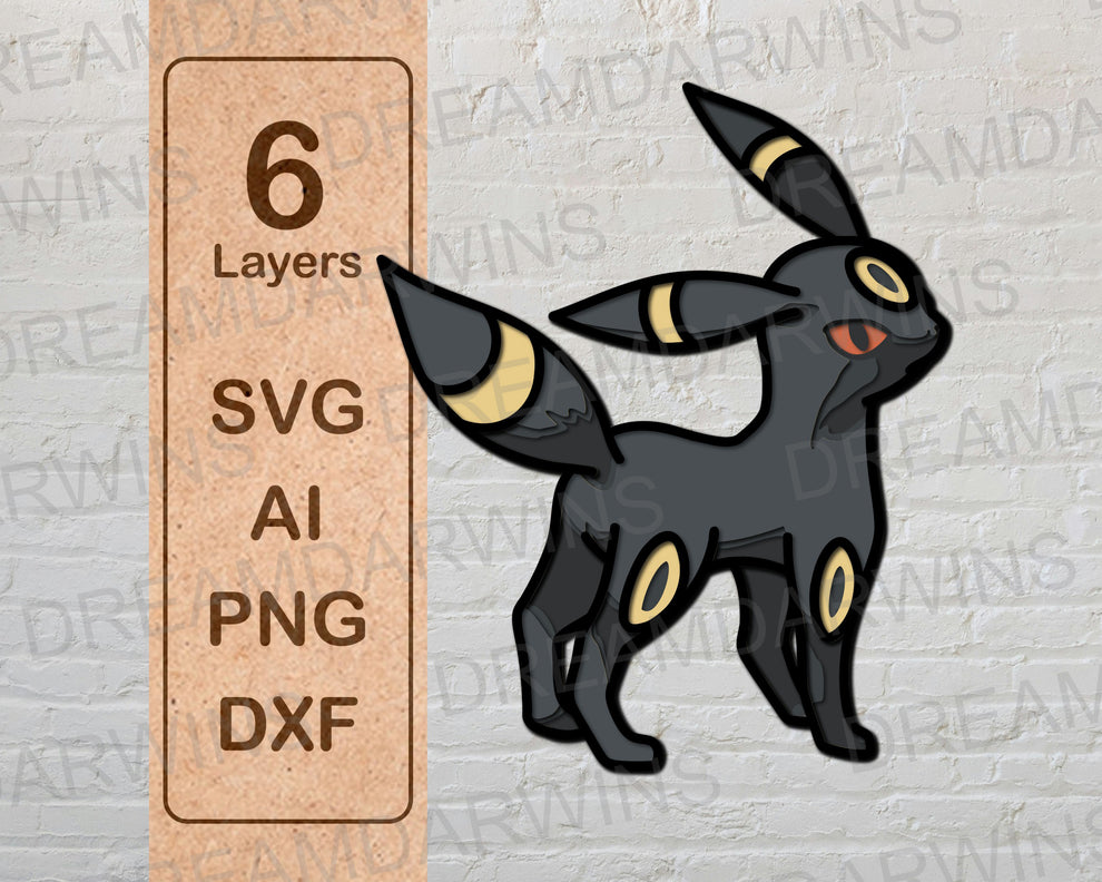 Umbreon from Pokemon Anime Layered Laser Cut files – DreamDarwins Laser ...