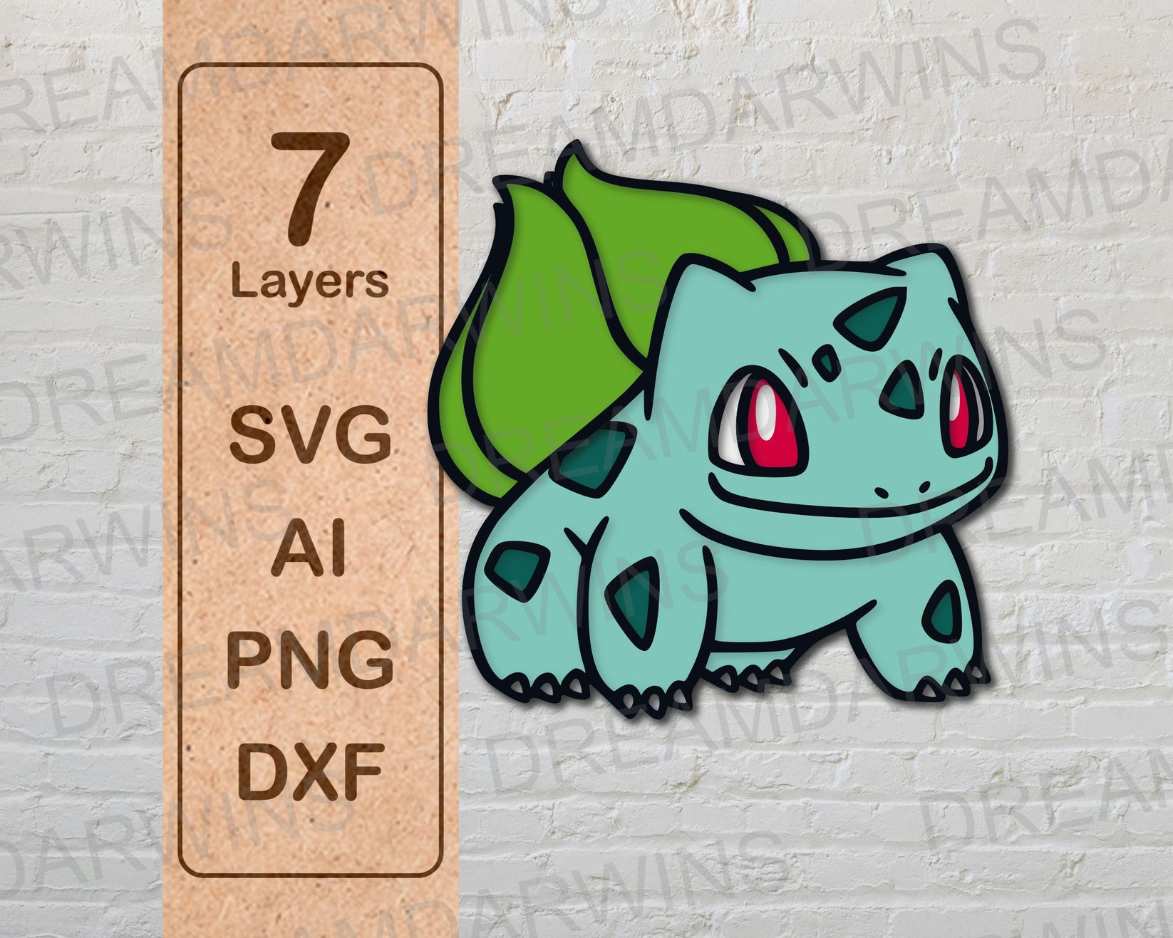 Bulbasaur from Pokemon Anime Layered Laser Cut files – DreamDarwins ...
