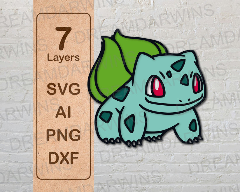 Bulbasaur from Pokemon Anime Layered Laser Cut files – DreamDarwins ...